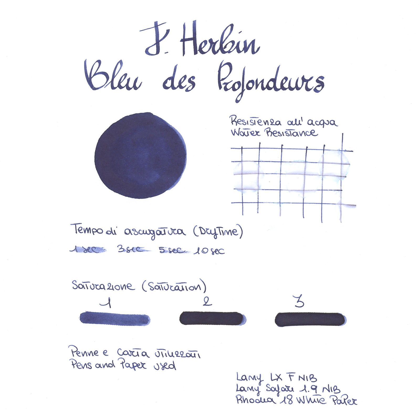 Herbin Bleu des Profondeurs Inchiostro 10 ml